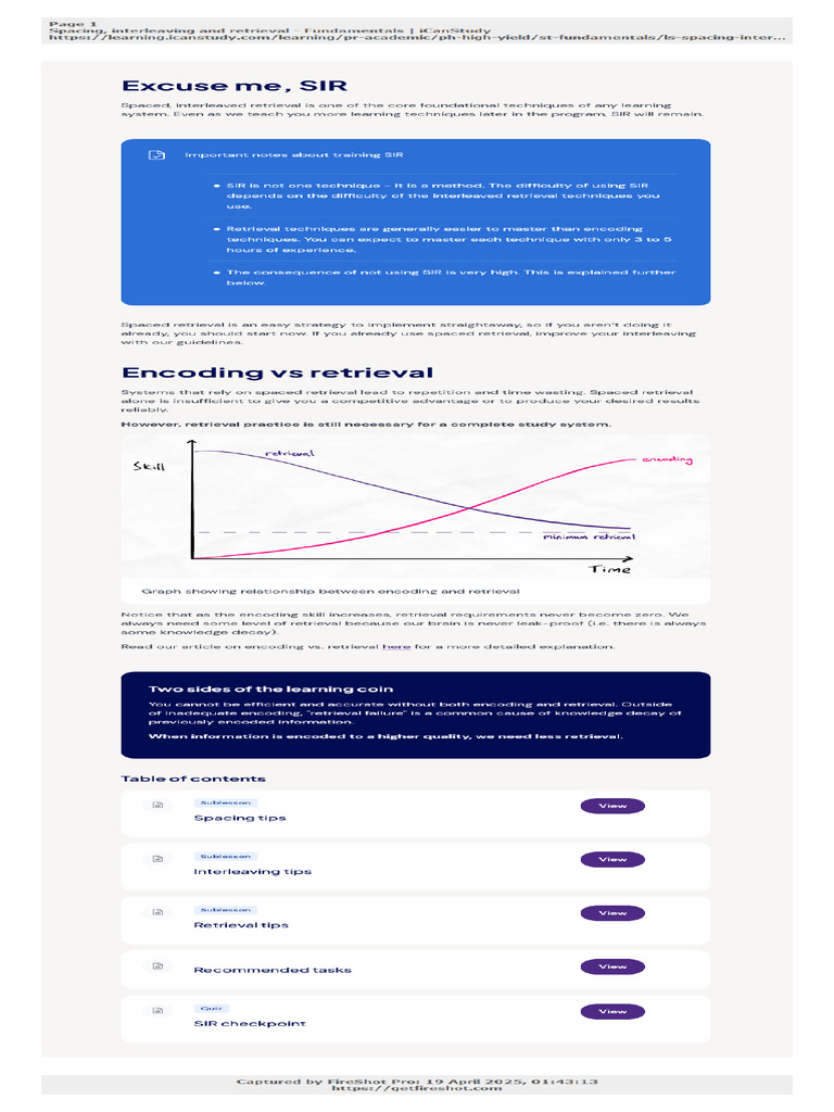 01-Spacing Interleaving and Retrieval | PDF | Mental Processes ...