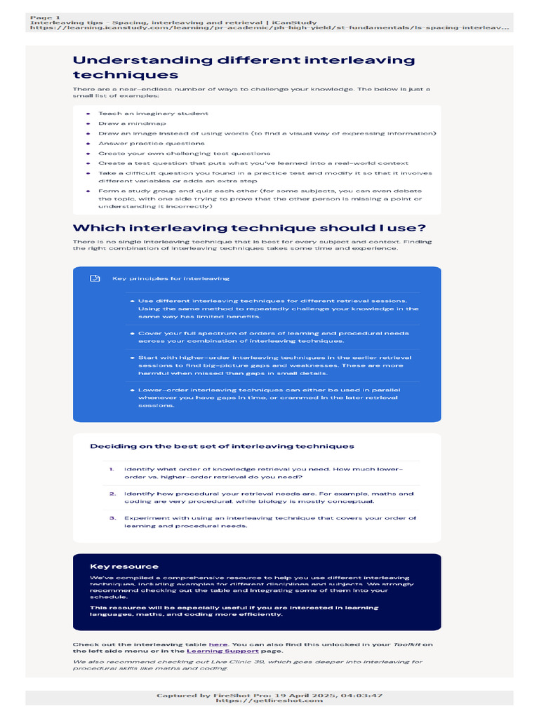 01-Interleaving Tips PDF | PDF | Learning | Knowledge