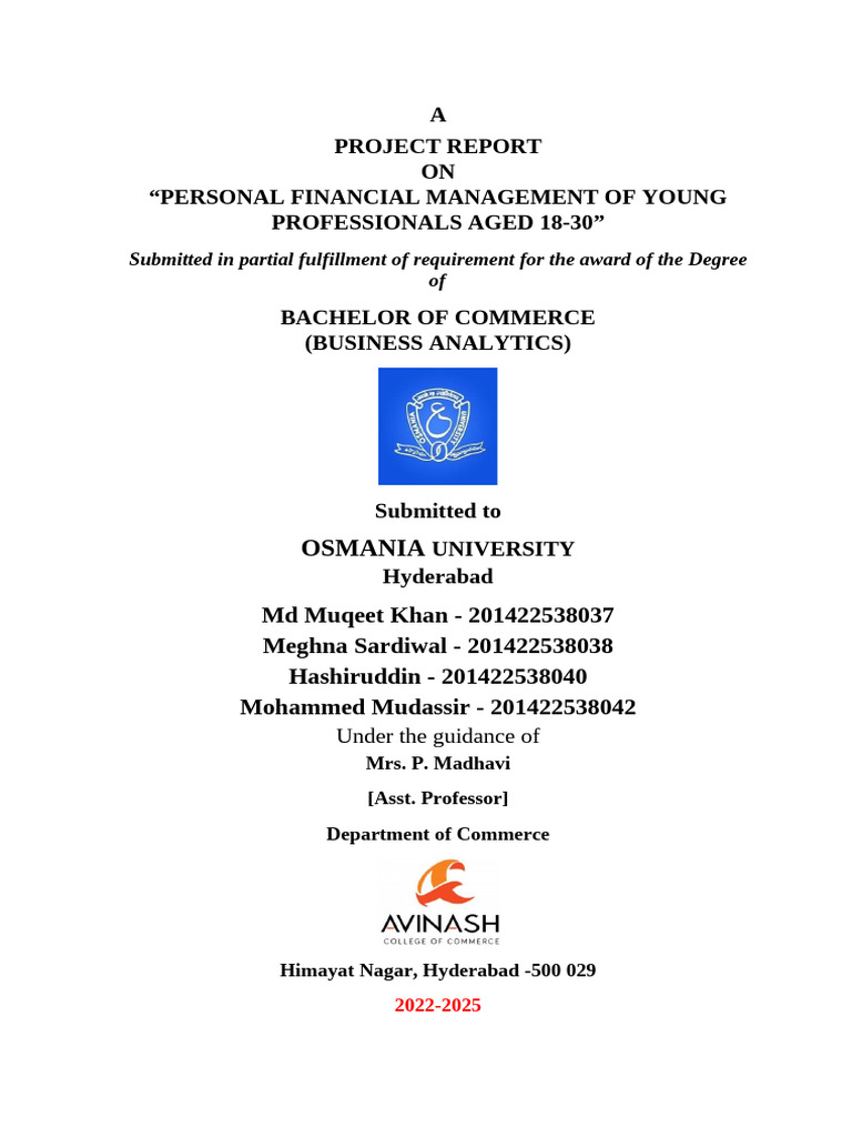 A Study On Personal Finance Management | PDF | Banks | Financial Risk