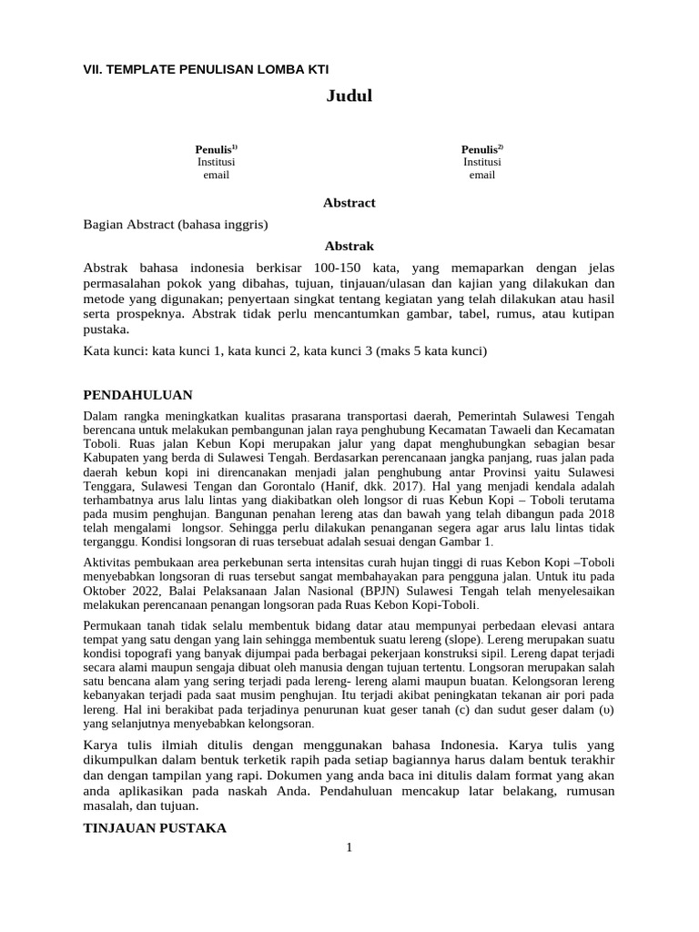 Template Penulisan KTI untuk Lomba | PDF