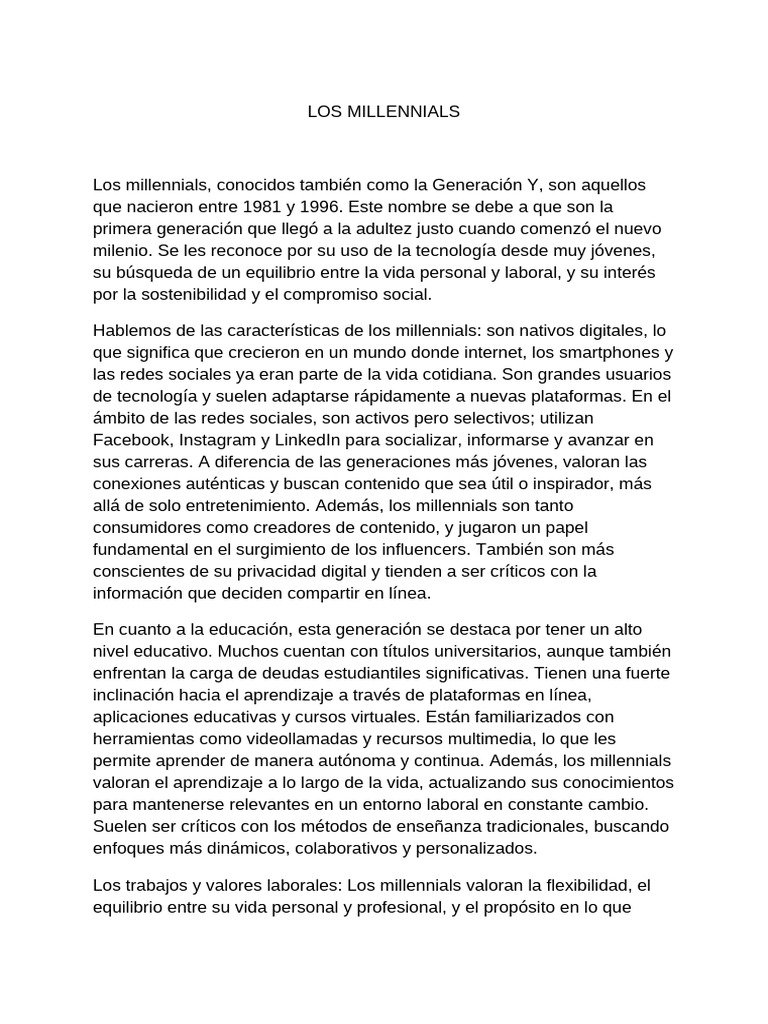 Los Millennials | PDF | Millennials | Internet