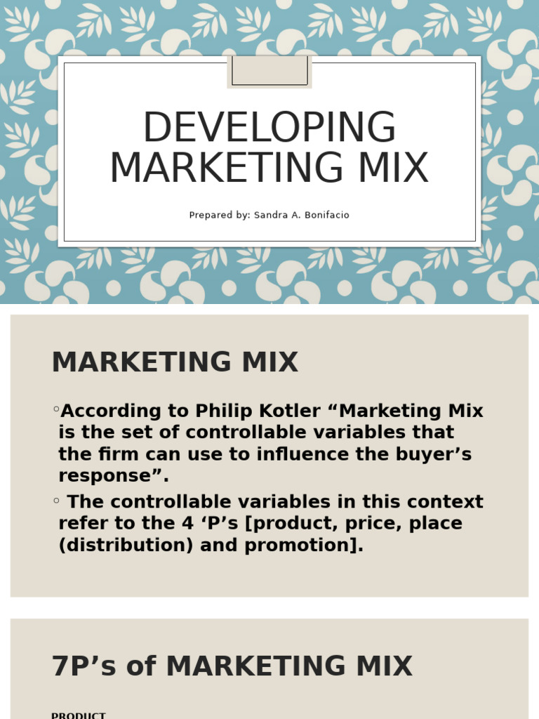 Entrep Marketing Mix | PDF