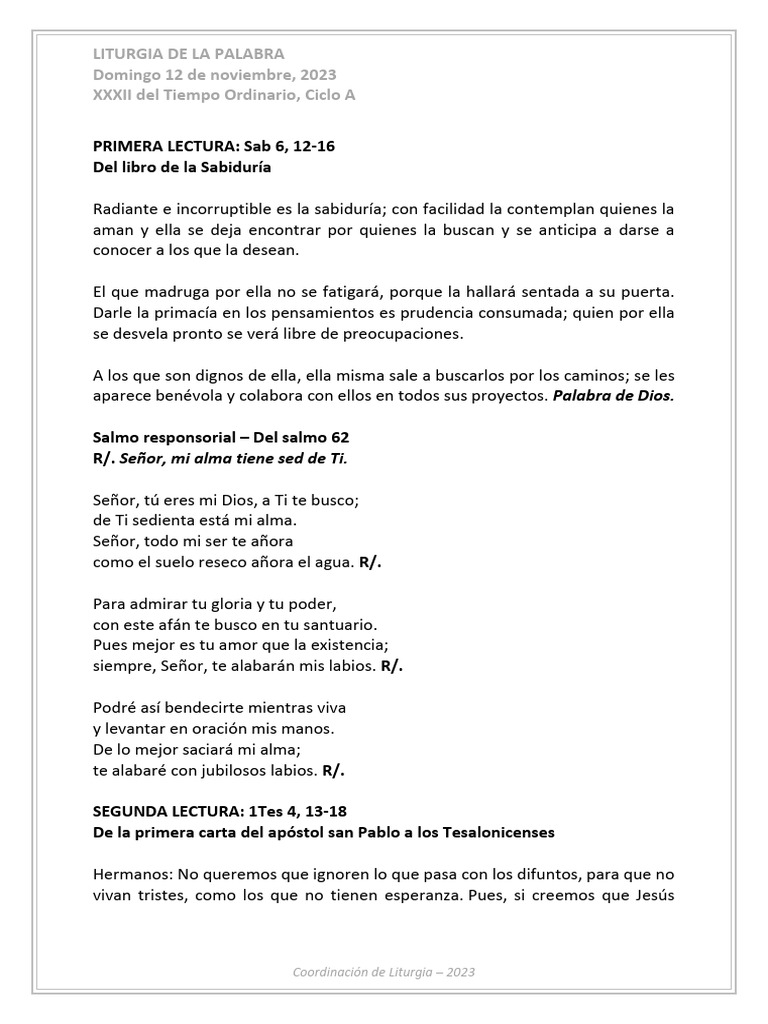 Lecturas Domingo 121123 | PDF | Jesús | Contenido del Nuevo Testamento