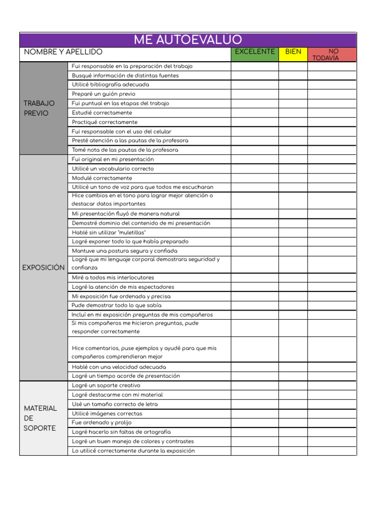 Autoevaluci-N Exposici-N Oral-1 | PDF