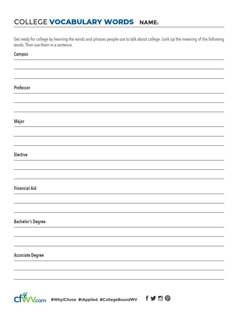 College Vocabulary Words | PDF