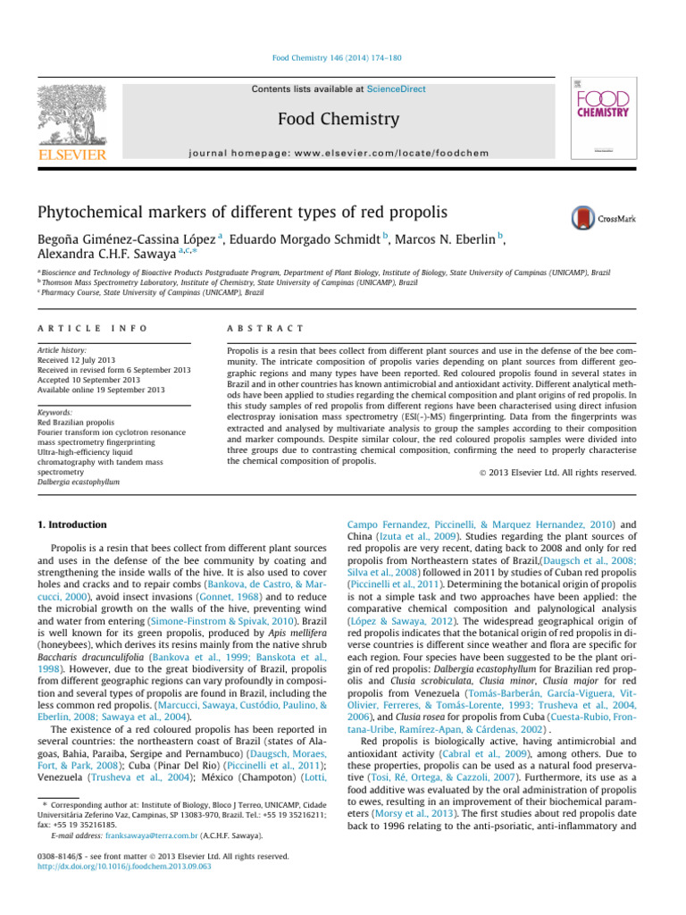 Phytochemical Markers of Different Types of Red Propolis | PDF | Mass ...