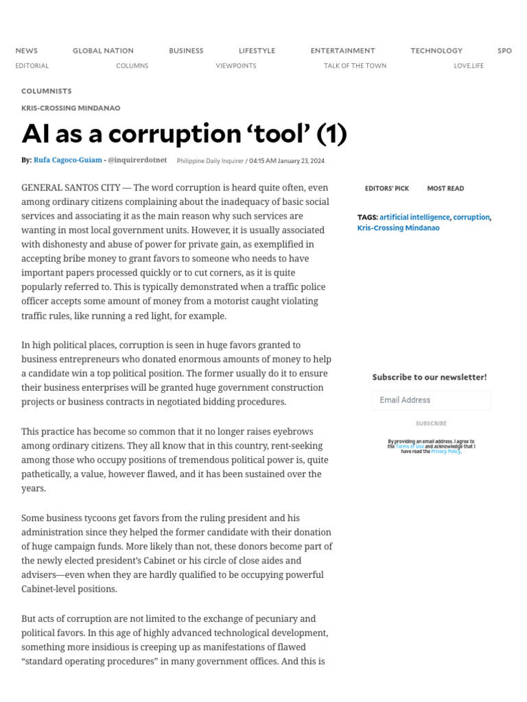 AI As A Corruption Tool | PDF | Artificial Intelligence | Intelligence ...
