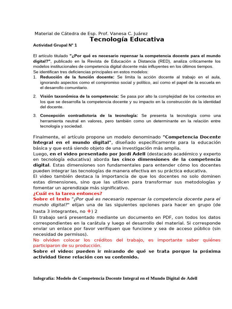 Material Tarea Tecnologia 1 | PDF | Enseñando | Maestros