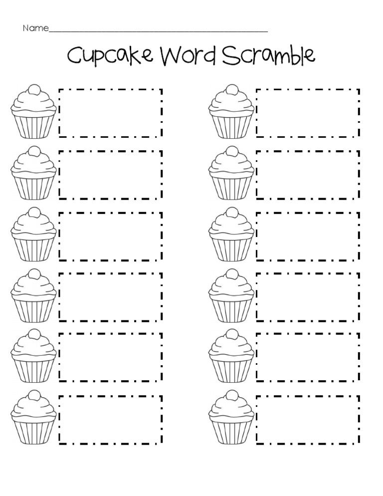 Cupcake Word Scramble Activity | PDF