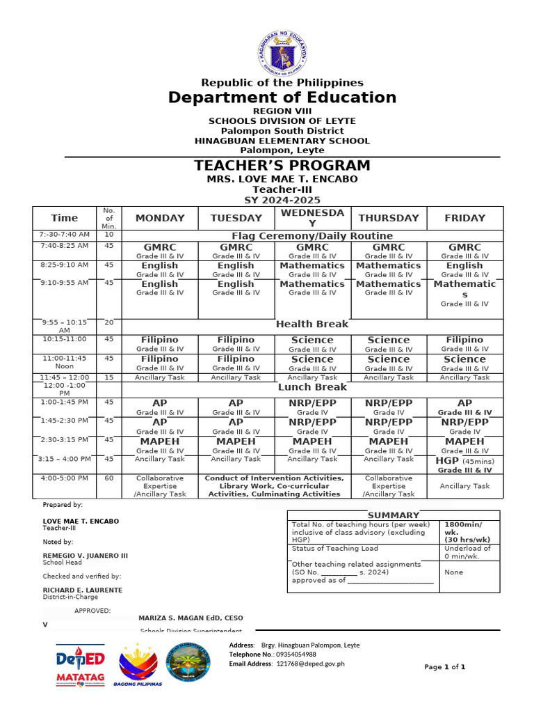 Final MG 34 Teacher S Program 2024 2025 | PDF | Public Administration | Government