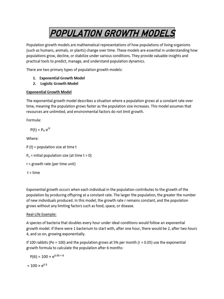 Population Growth Models | PDF | Logistic Function | Population Growth