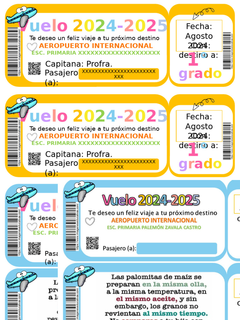 Boletos de Avion Pase de Grado POWER POINT EDITABLE | PDF | Aeronave ...