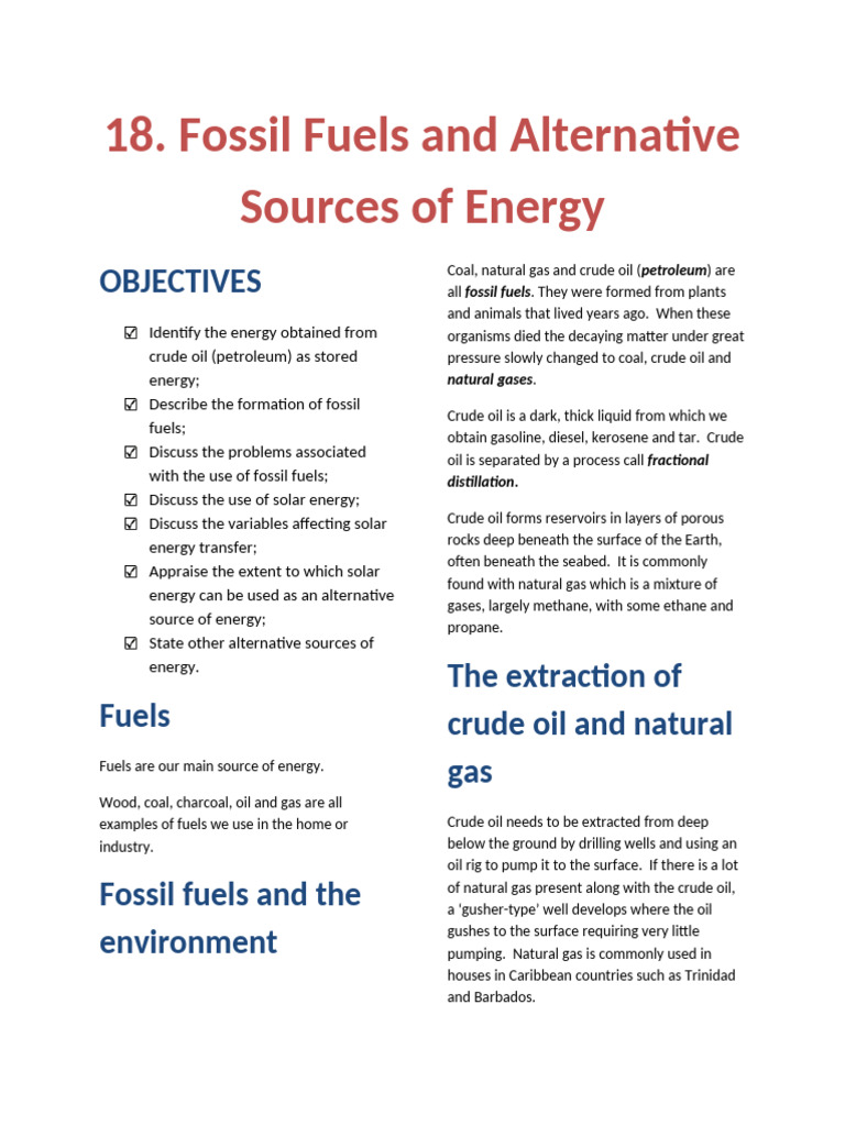 Fossil Fuels vs. Renewable Energy Sources | PDF | Petroleum | Fuels