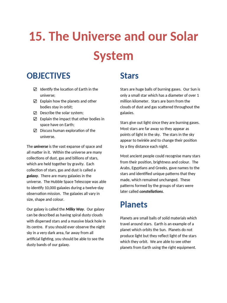 The Universe and Our Solar System | PDF | Planets | Solar Eclipse