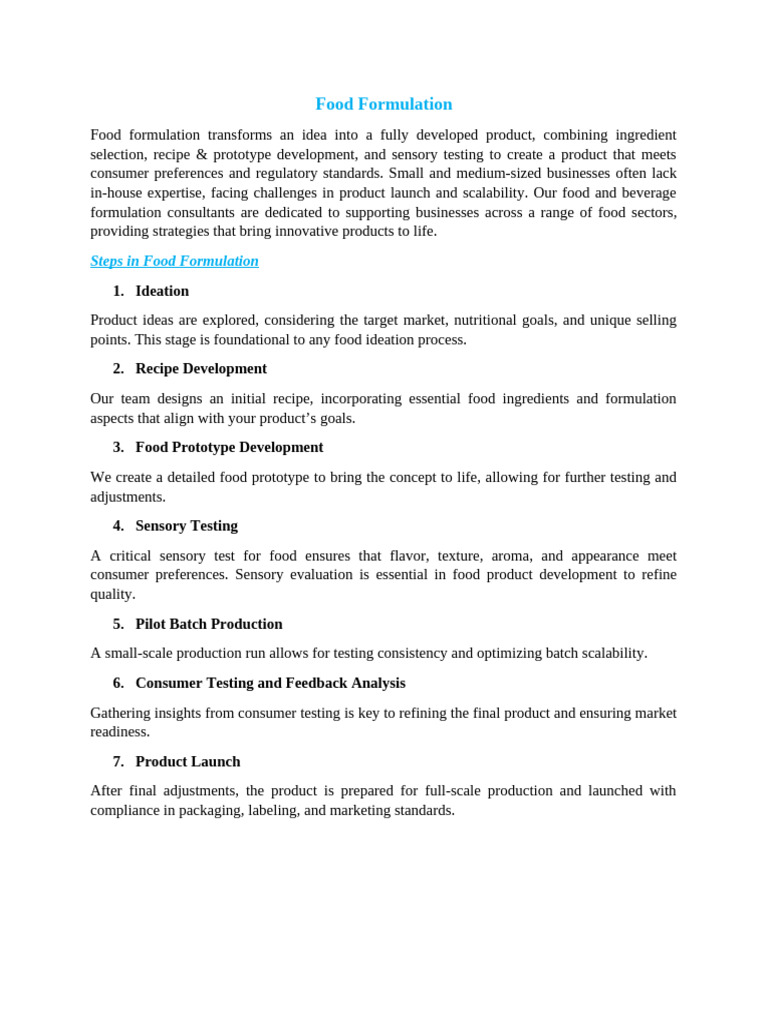 Food Formulation Overview | PDF