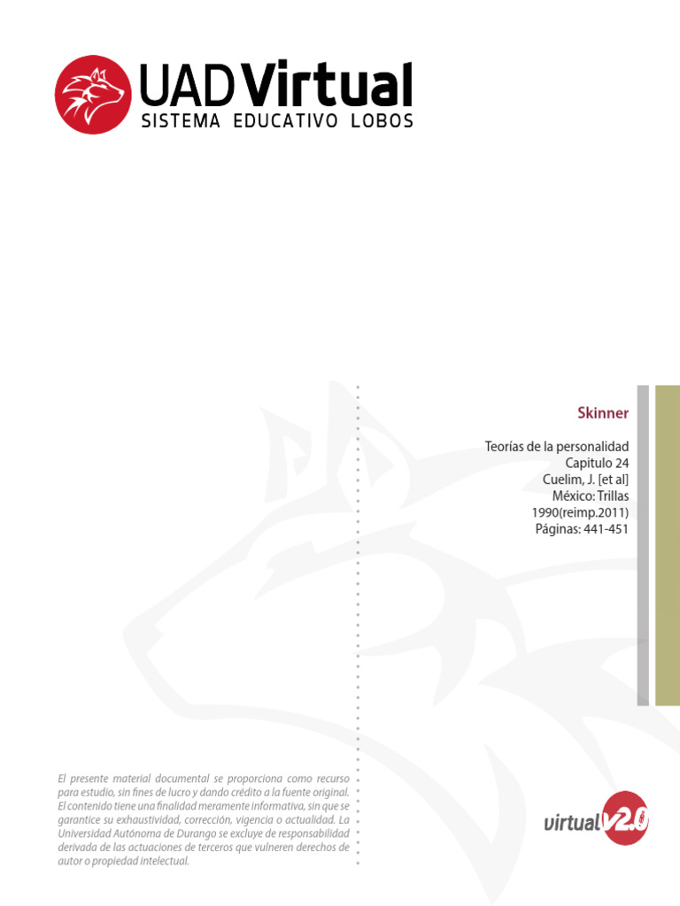 Teorías de la Personalidad de Skinner | PDF