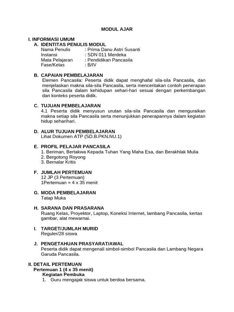 Lk-Format Modul Ajar | PDF