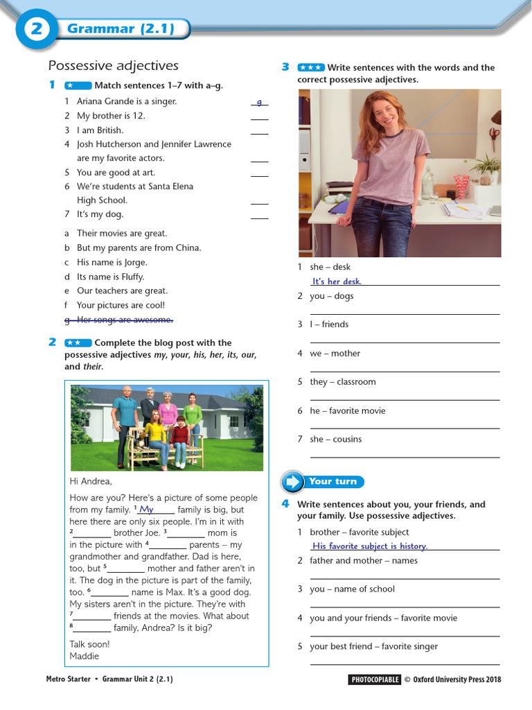 Possessive Adjectives Practice Exercises | PDF | Linguistic Typology ...