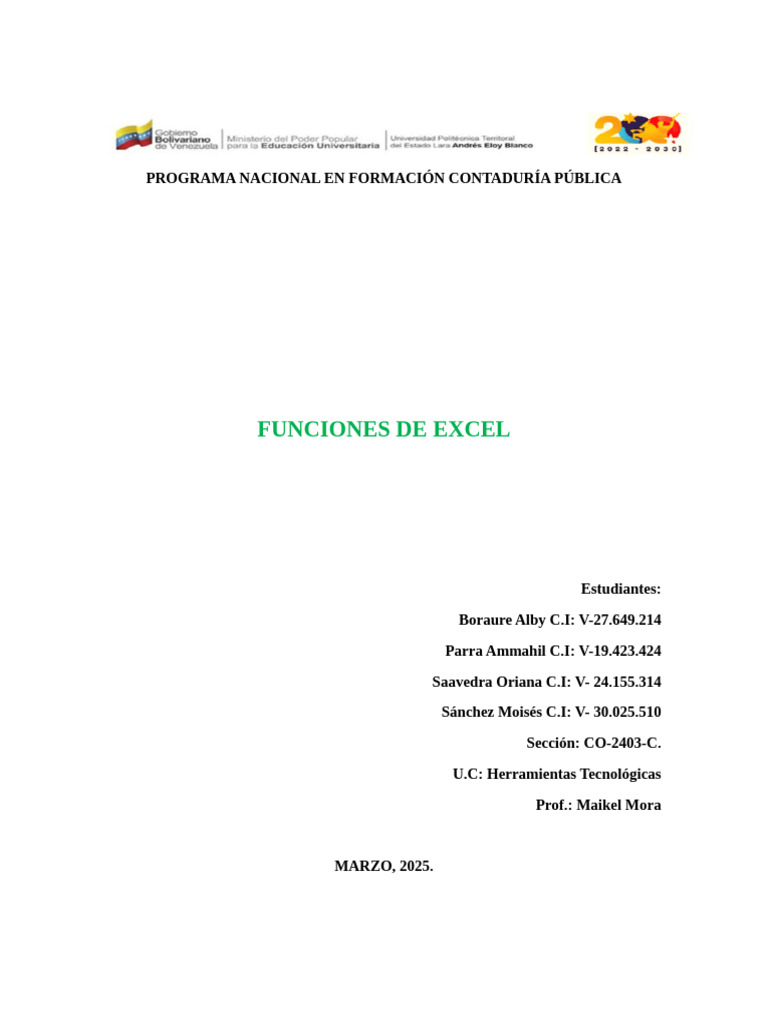 Funciones de Excel | PDF | Microsoft Excel | Microsoft