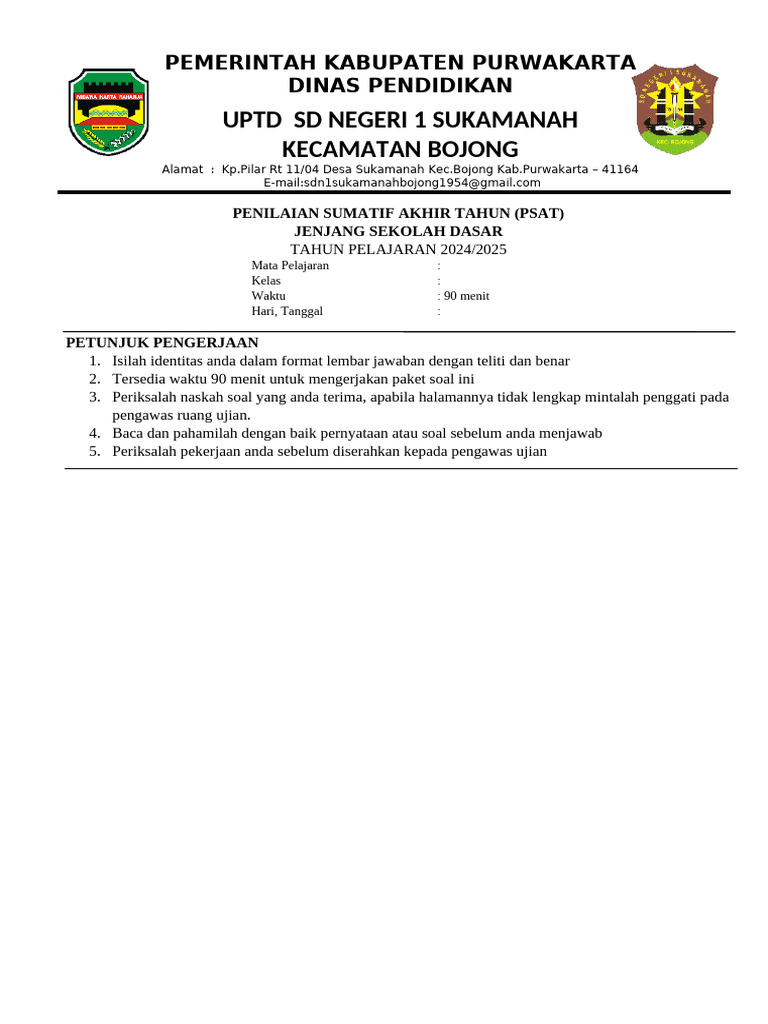 Kop Surat PSAT | PDF