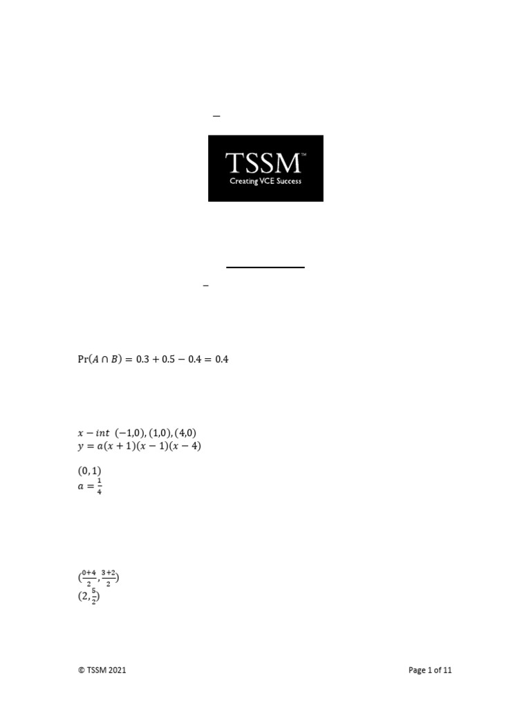 Maths Methods 2021 Unit 1 Trial Exam 2 Solutions Book | PDF | Mathematics | Mathematical Analysis