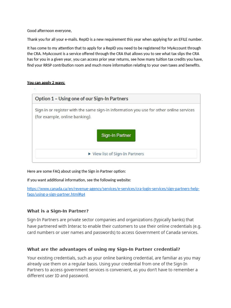 How to Obtain a CRA RepID | PDF | Password | User (Computing)