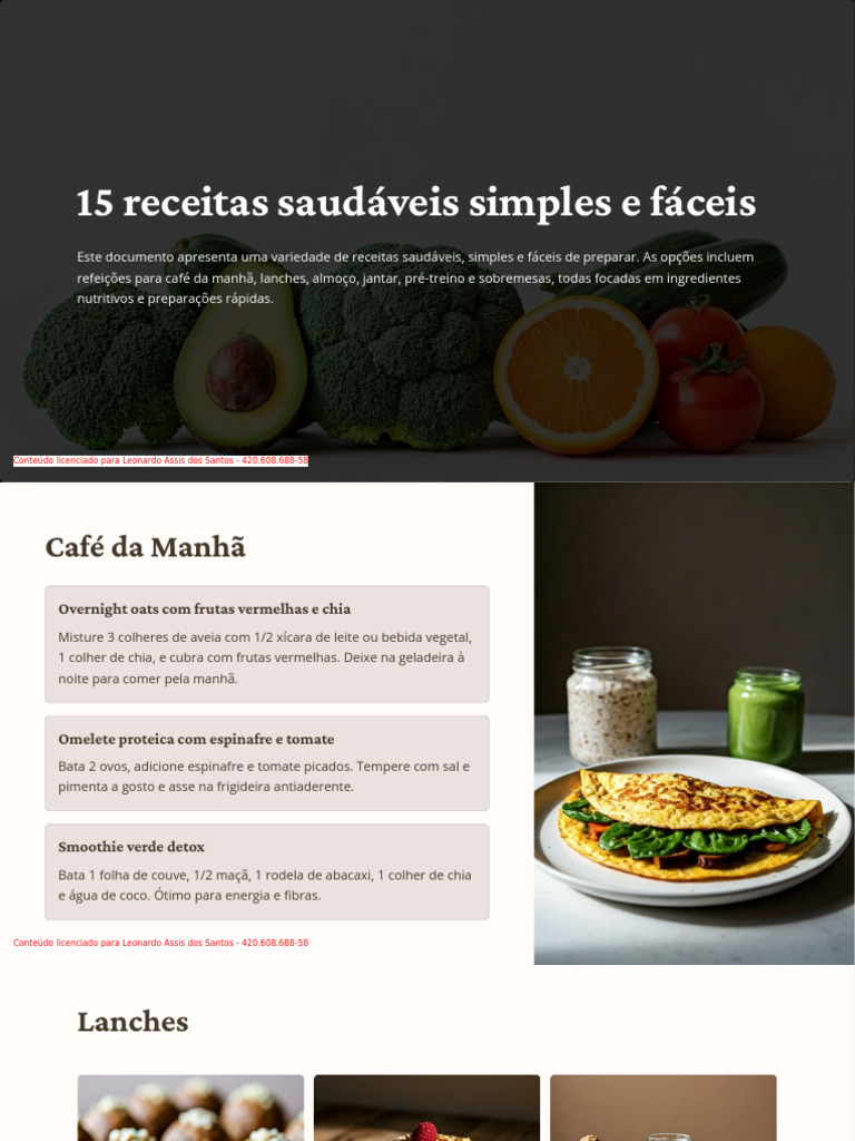 15 Receitas Saudaveis Simples e Faceis | PDF | Creme (gastronomia ...
