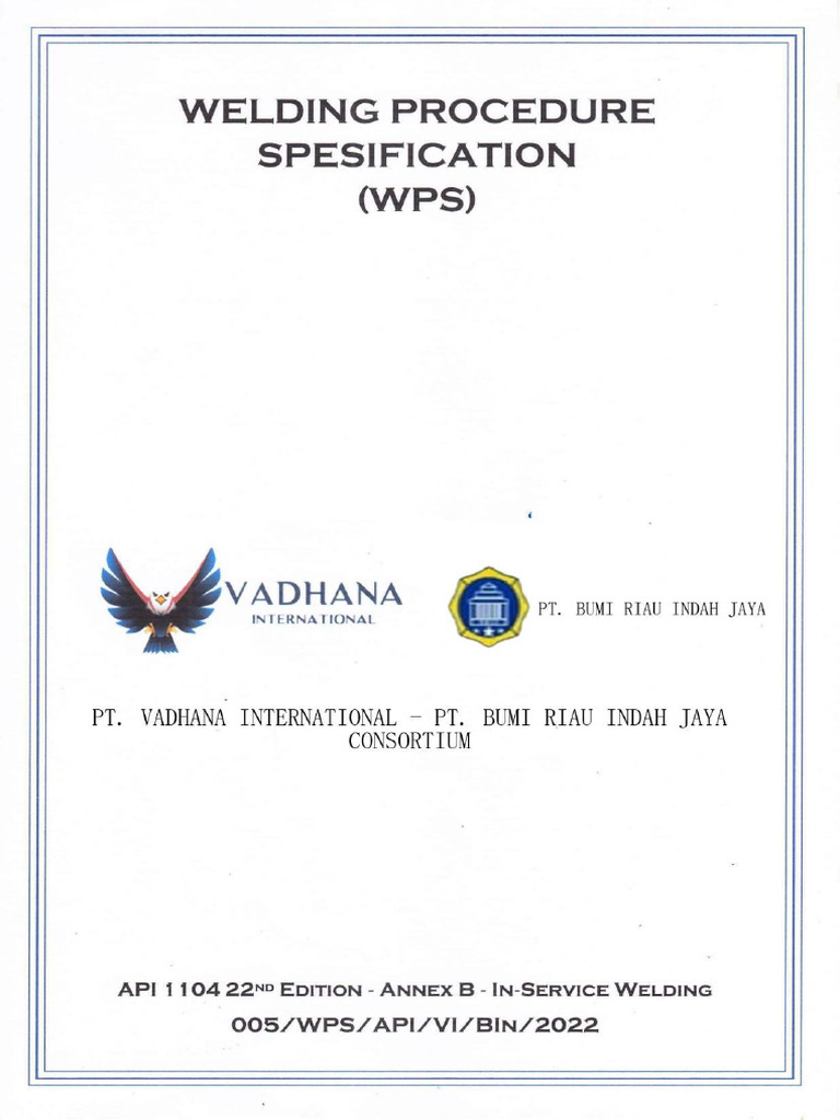 005 WPS API VI BLN 2022 API 1104 Annex B in Services Welding | PDF | Joining | Applied And ...