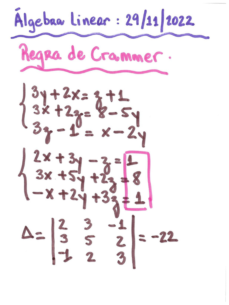 CSL Matma - Álgebra Linear - Aula Do Dia 29-11-2022 | PDF