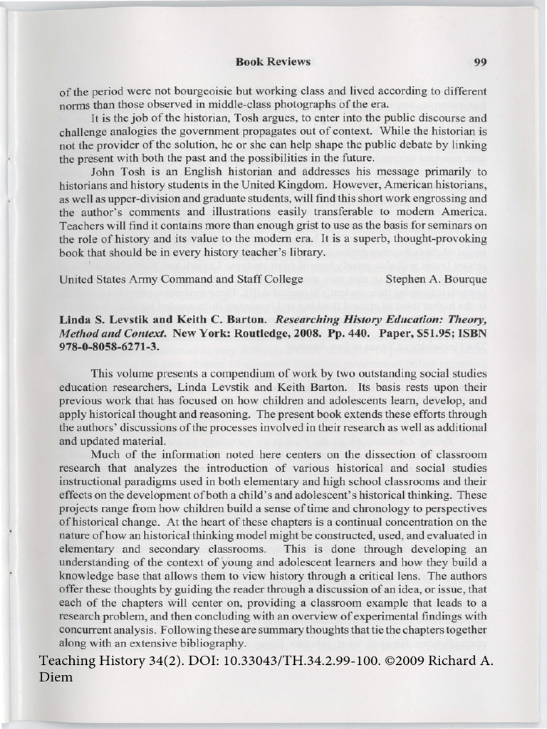 Levstik and Barton Researching History Education | PDF | Thought | Learning