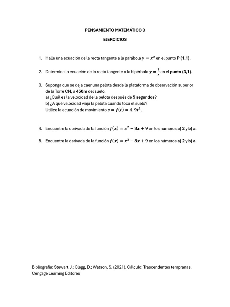 Ejercicios Derivada 1 | PDF
