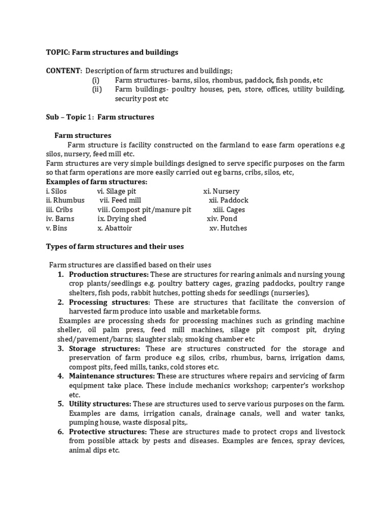 Farm Structures and Buildings | PDF | Farms | Plant Nursery