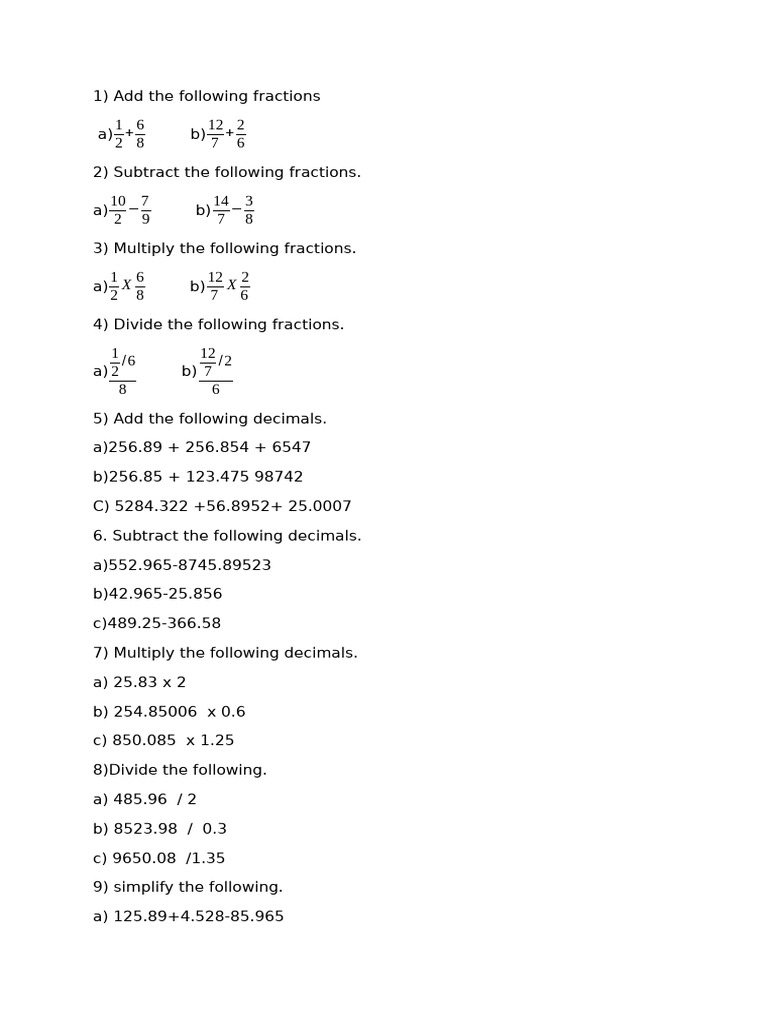 Basic Practice Sums | PDF