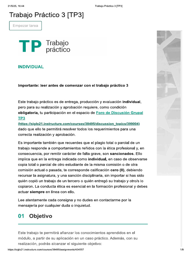 Consigna TP3 Internacional | PDF