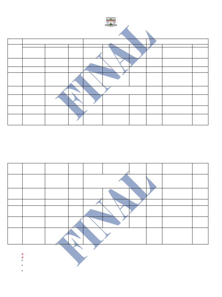 2024-2025 First Semester Exam Time Table Final - Student Version | PDF ...