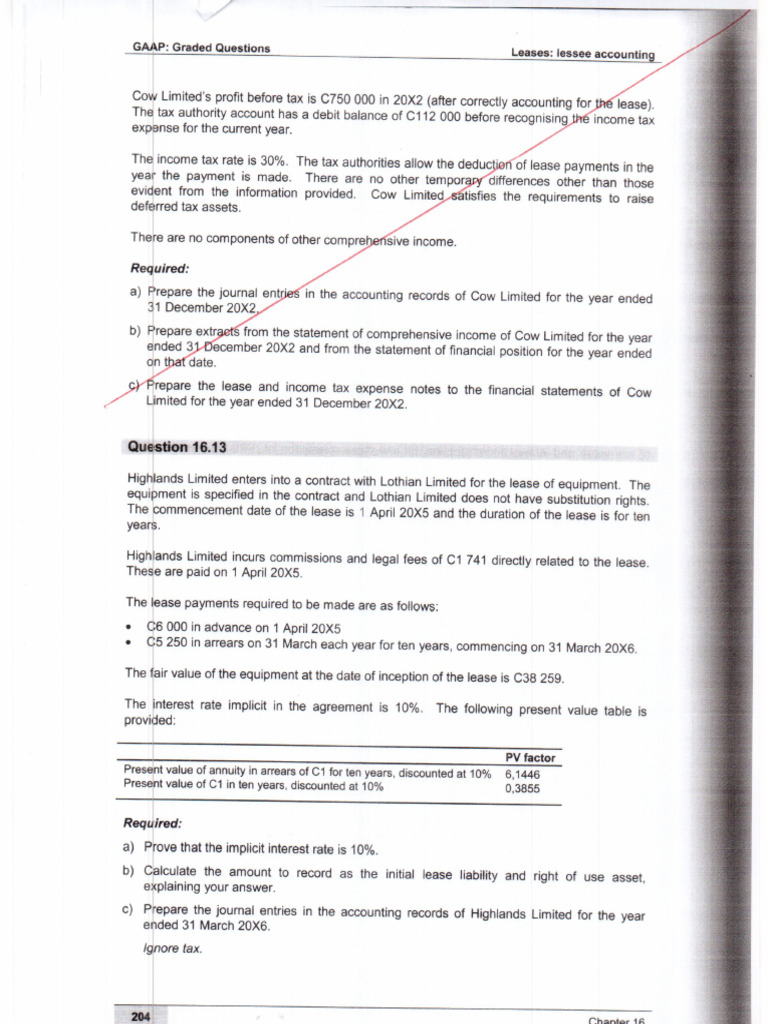 IFRS 16 - Homework Questions | PDF