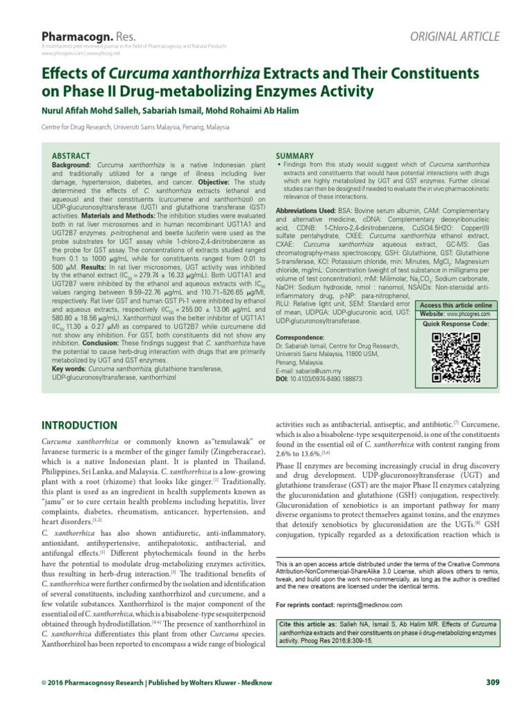 Saleh 2016 | PDF | Drug Metabolism | Glutathione S Transferase