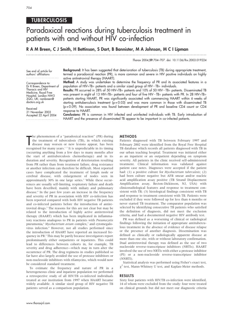 Paradoxical Reaction TB HIV vs Non-HIV | PDF | Management Of Hiv/Aids | Tuberculosis