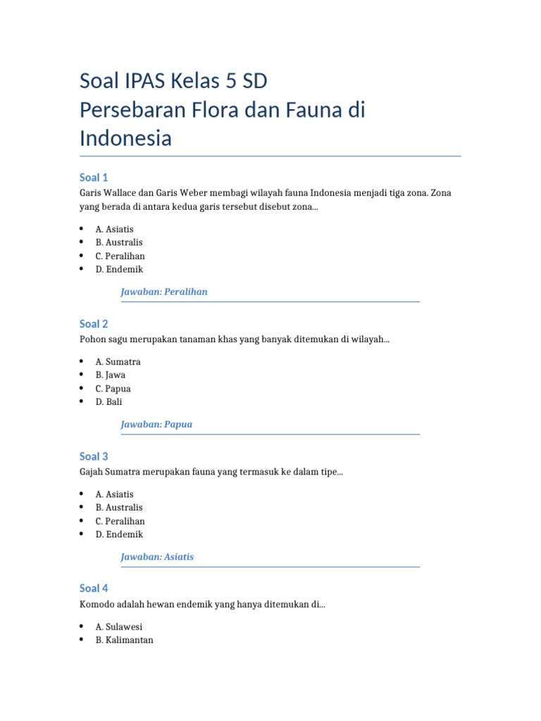 Soal IPAS Flora Fauna Bergambar | PDF