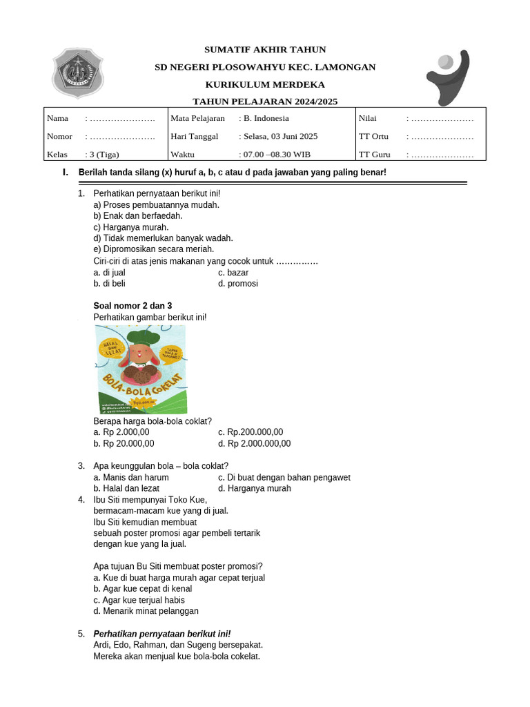 STS 2 Kelas III - Bhs Indonesia | PDF