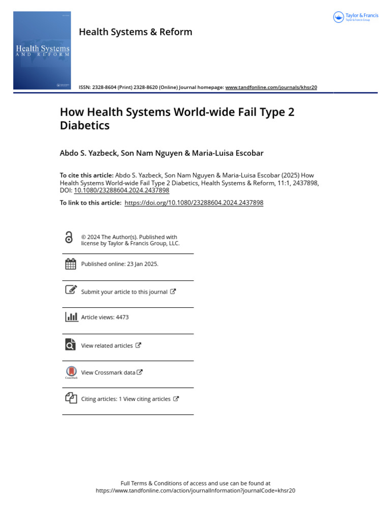 How Health Systems World-Wide Fail Type 2 Diabetics | PDF | Diabetes ...