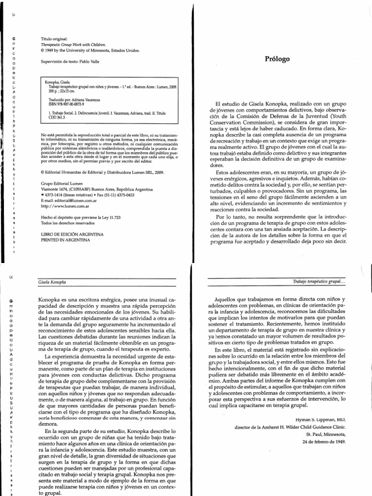 Gisela Konopka (1949-2010) Prologo + Metodo de Trab | PDF