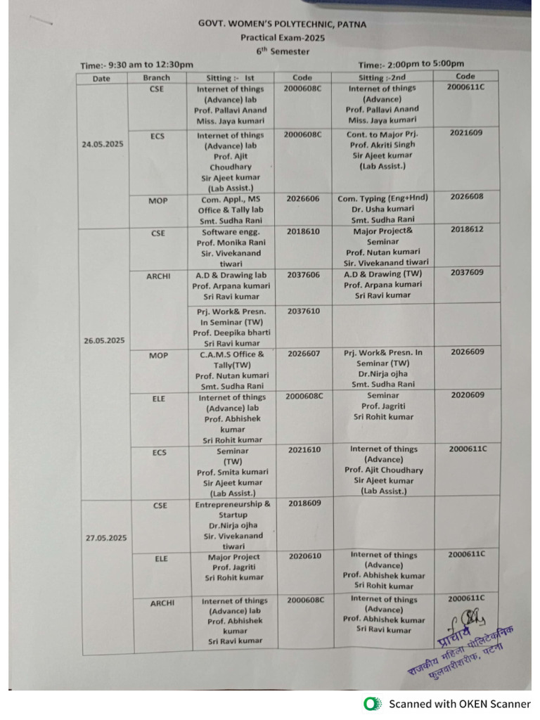 6th Sem Routine | PDF