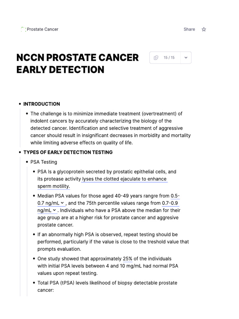 NCCN Prostate Cancer Early Detection | PDF