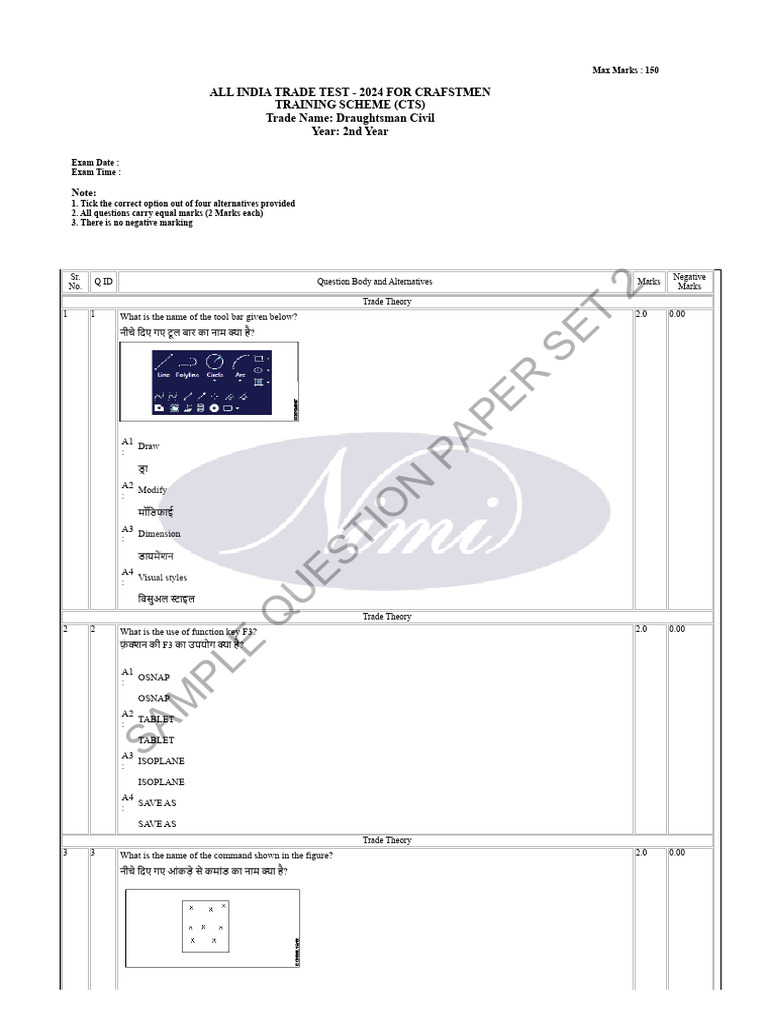 Draughtsman (Civil) - 2nd Year (Set - 2) (2504) | PDF