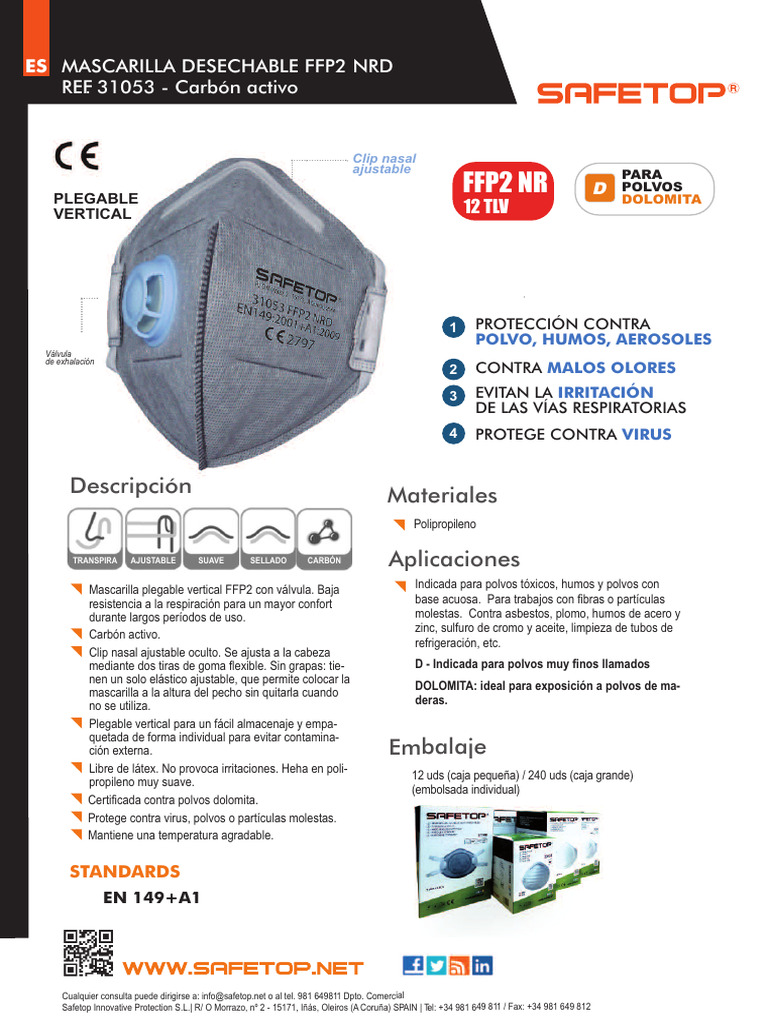 Mascarilla FFP2 NRD con Carbón Activo | PDF | Elementos químicos ...