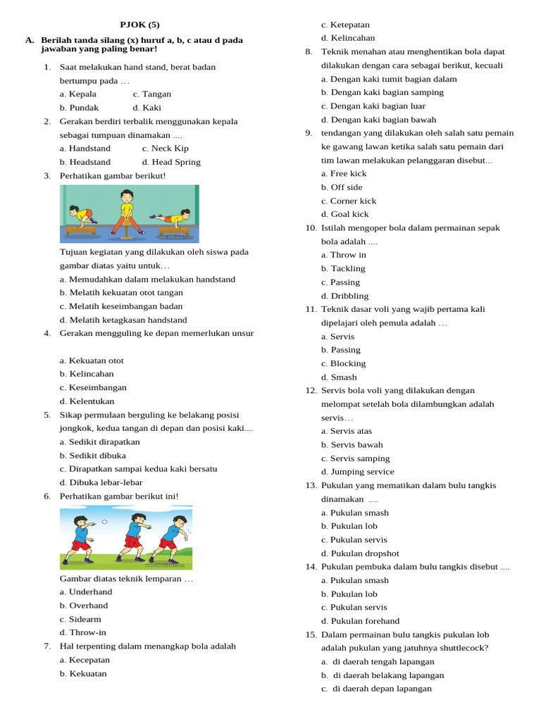 Soal Sas Pjok Kelas 5 | PDF