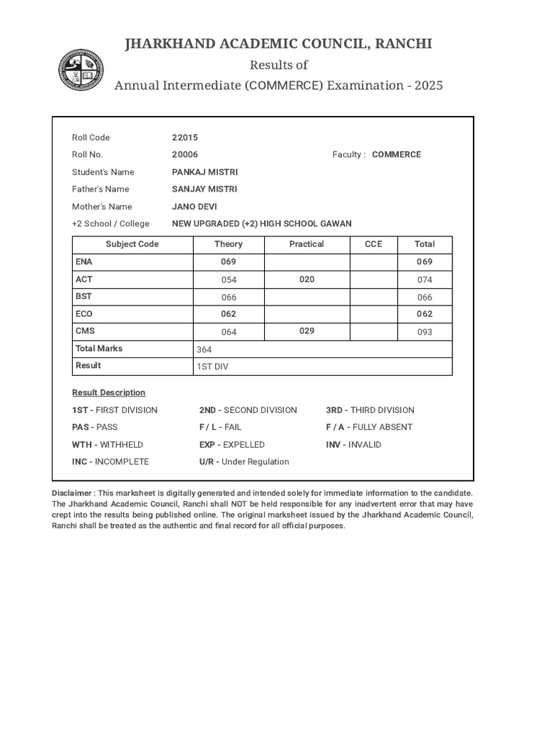 Home - Jharkhand Academic Council | PDF