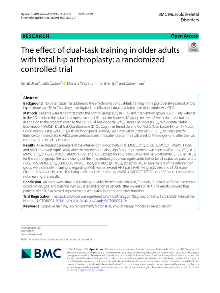 The Effect of Dual-Task Training in Older Adults With Total Hip ...