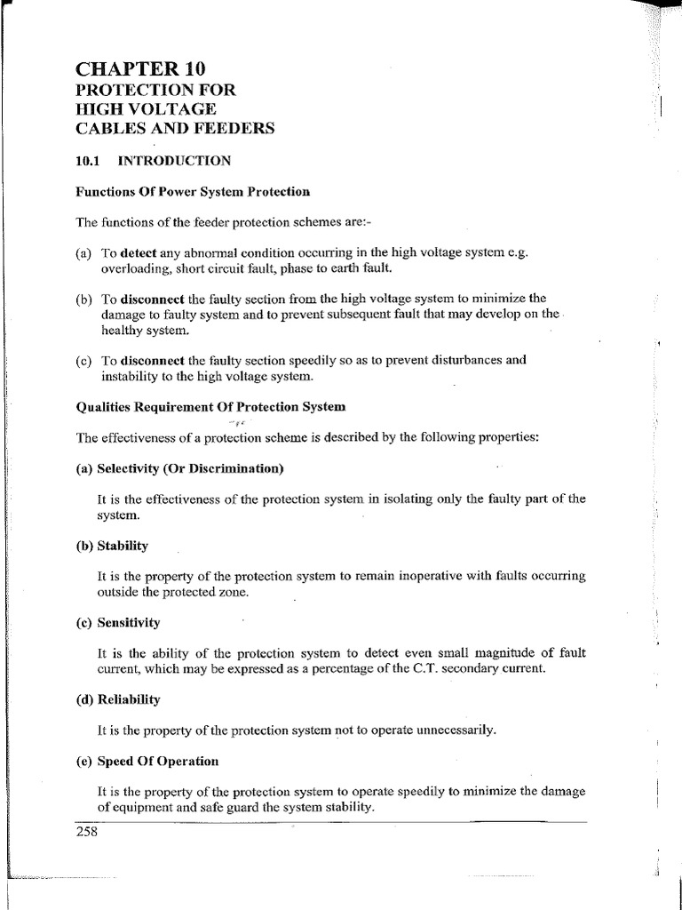 Chapter 10 Protection For High Voltage Cable Feeders | PDF